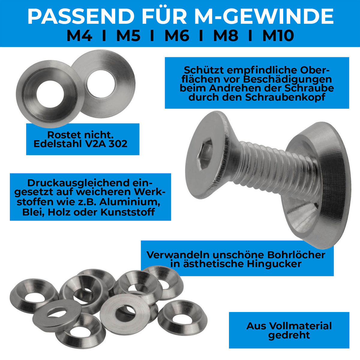 Unterlegscheiben für Senkkopfschrauben - Zierscheibe Rosette | STAHLIA– Stahlia Möbelbeschläge ...