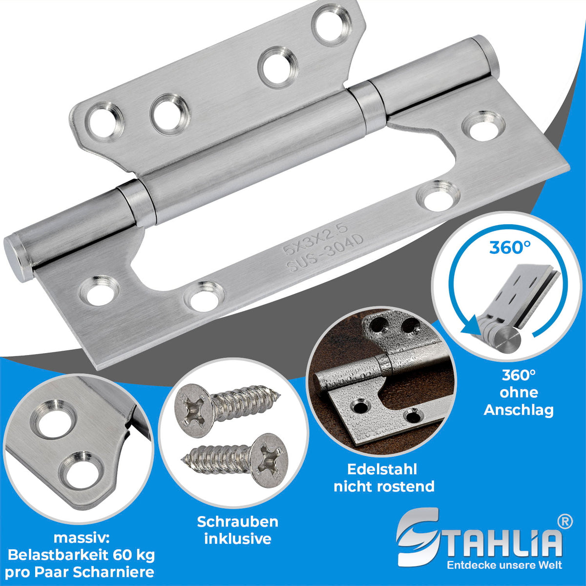 Scharniere aus Edelstahl mit 360° Öffnungswinkel | STAHLIA– Stahlia ...